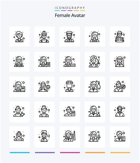 Free Vector Creative Female Avatar 25 Outline Icon Pack Such As Construction Worker Researcher