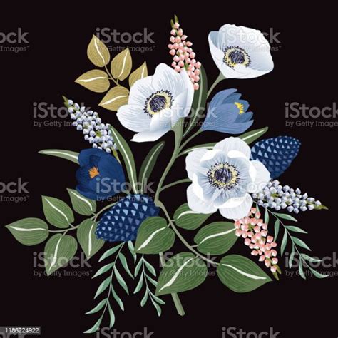 결혼식 기념일 생일 및 파티를위한 겨울에 아름다운 꽃 다발의 벡터 그림 겨울에 대한 스톡 벡터 아트 및 기타 이미지 겨울