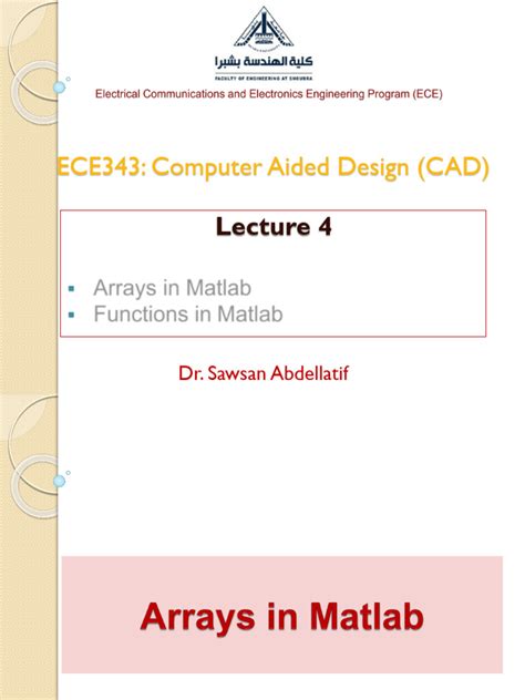 Cadlect4matlabarraysandfunctions Pdf Matrix Mathematics Matlab