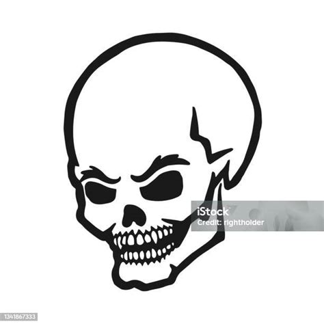 인간의 두개골 윤곽 실루엣 디자인 요소입니다 흰색 배경에서 격리된 벡터 그림입니다 책 스티커 포스터 카드 옷에 대한 템플릿 디자인에 대한 스톡 벡터 아트 및 기타 이미지