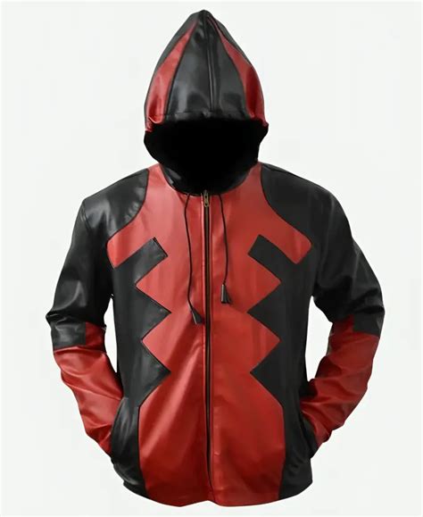 Deadpool Hooded Leather Jacket Jacket Era