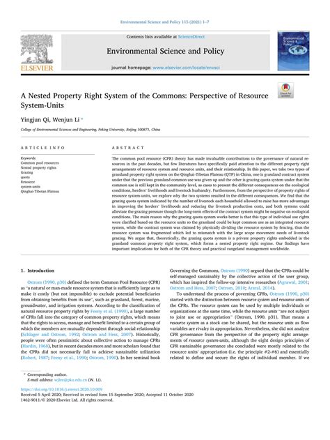 Pdf A Nested Property Right System Of The Commons Perspective Of