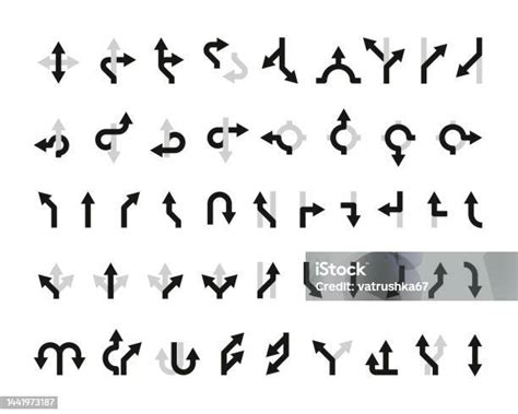 길 방향 화살표 도로 교차로 경로 교통 탐색 표지판 평평한 간단한 검은 색 탐색 포인터 다른 모양 벡터 절연 세트 오솔길에 대한 스톡 벡터 아트 및 기타 이미지 Istock