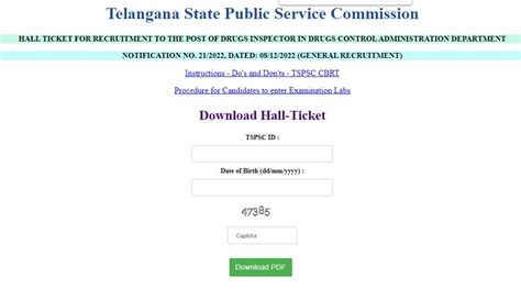TSPSC Drug Inspector Hall Ticket Check Exam Date PuzzlesHuB
