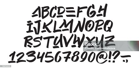 흰색 배경에 손으로 그린 서체 그려진 벡터 문자 소문자 및 대문자 디자인에 대한 타이포그래피 그래피티 알파벳 로고 서체 카드 포스터 컴퓨터 글자에 대한 스톡 벡터 아트 및