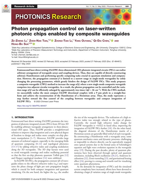 Pdf Photon Propagation Control On Laser Written Photonic Chip Enabled