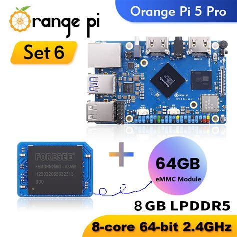 Orange Pi 5 Pro 8gb Ram 64 Gb Emmc Module Rk3588s Lpddr5 Wifi50 Bt5