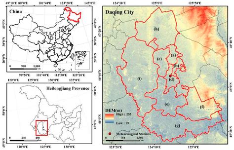 Topographic Map Of Daqing City A Saltu District B Longfeng