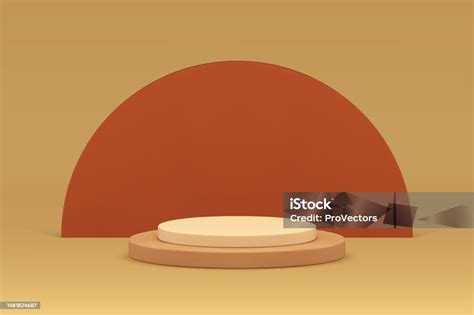 3d 연단 실린더 베이지 단계 단계 반원 벽 제품 프로모션 성능 현실적인 벡터 0명에 대한 스톡 벡터 아트 및 기타 이미지