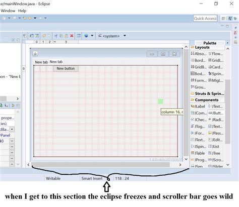 Java Eclipse Freezes When Adding Components To Window Design Stack