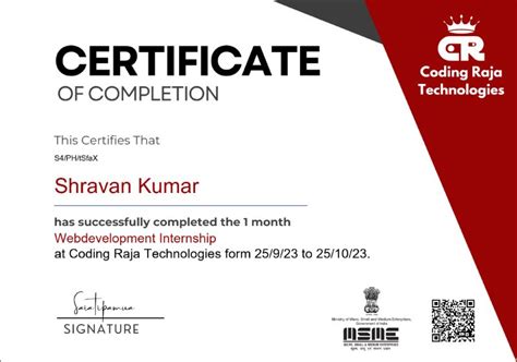 Shravan Kumar On Linkedin Internship Webdevelopment Codingraja