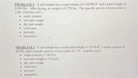 Solved PROBLEM A Soil Sample Has A Total Volume Of Chegg
