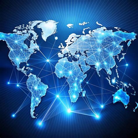 Digital World Map With Connected Dots And Lines Depicting Global Network Connectivity Premium