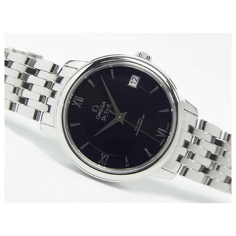 Omega De Ville Prestige Co Axial Black Mens Silvery Steel Ref574520