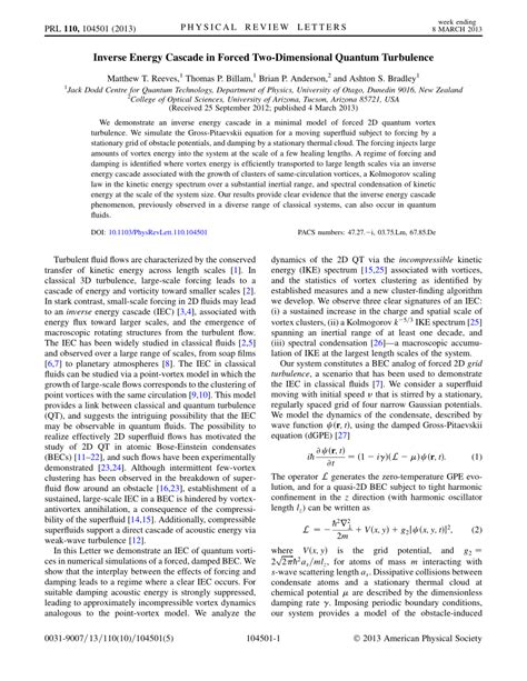 Pdf Inverse Energy Cascade In Forced Two Dimensional Quantum Turbulence