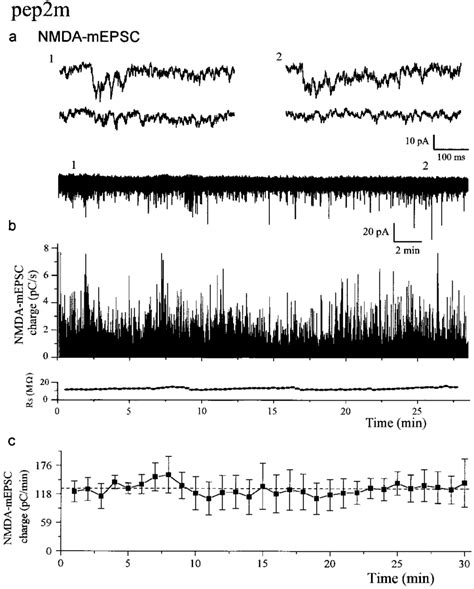 Effects Of Pep2m And Pep4c On Nmda Mepscs A Consecutive Current