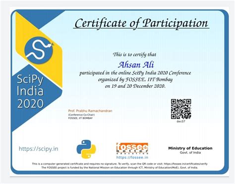 Ahsan Ali On Linkedin Thankyou Scipy Fossee Iitbombay Prof Python Machinelearning