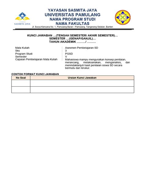 Template Kunci Jawaban Uts Pdf