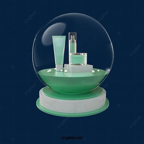 신선한 아름다움 녹색 화장품 일러스트 수정 구슬 디스플레이 모델 부드러운 창백 뷰티 메이크업 수정 구슬 Png 일러스트 및 Psd 이미지 무료 다운로드