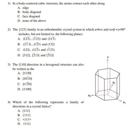 Solved 1 In A Body Centered Cubic Structure The Atoms