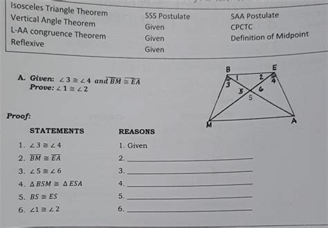 Solved Isosceles Triangle Theorem Sss Postulate Saa Postula Geometry