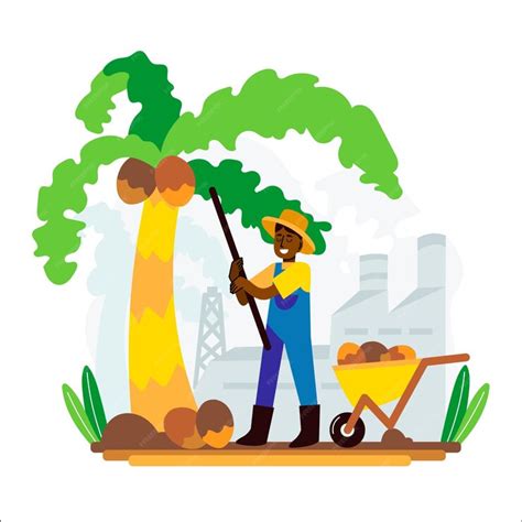 팜 오일 생산 산업 개념 무료 벡터
