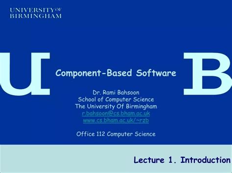 PPT Component Based Software Engineering With Dr R Bahsoon PowerPoint Presentation ID