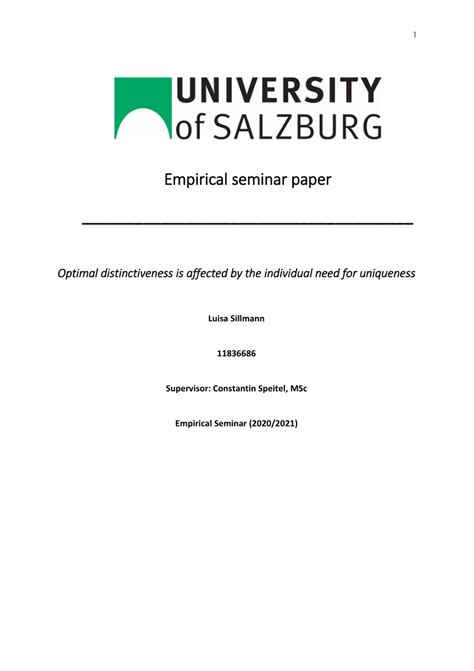 Pdf Optimal Distinctiveness Is Affected By The Individual Need For Uniqueness