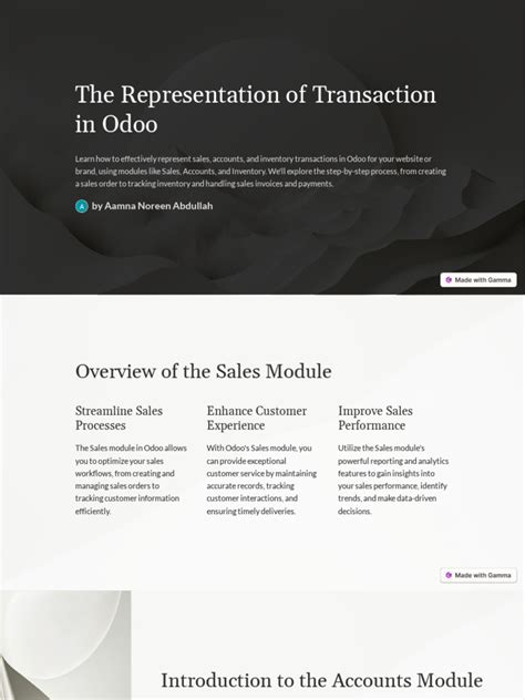 The Representation Of Transaction In Odoo Pdf