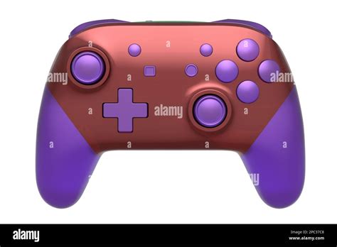 Realistic Video Game Joystick With Violet Chrome Texture Isolated On White Background 3d Render