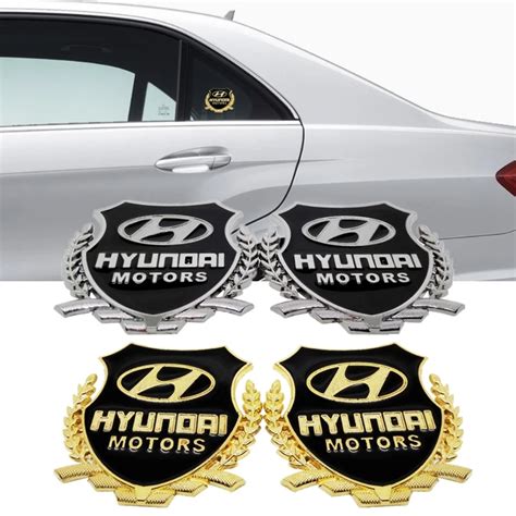 자동차 스타일링용 금속 엠블럼 배지 스티커 2 개 소나타 Ix35 I20 I30 아제라 엘란트라 악센트 산타페 창문 후면 바디