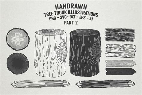 Hand Drawn Tree Trunk Wood Texture Svg Vector And Png Clipart