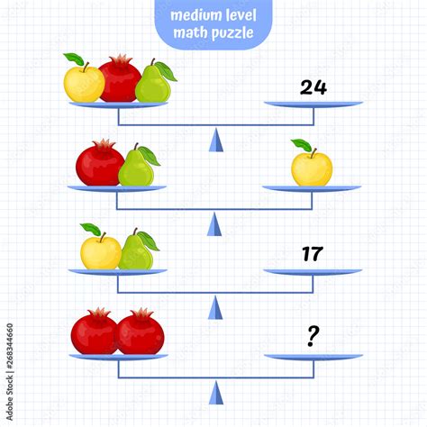 Math Logic Puzzle Educational Game Medium Level System Of Equations Scales Mathematical