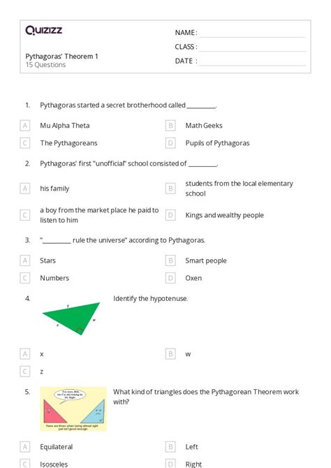 Printable Converse Pythagoras Theorem Worksheets For Year 9 Quizizz