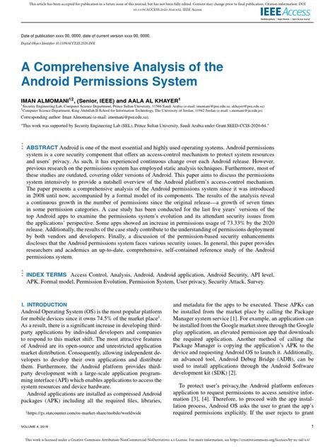 A Comprehensive Analysis Of The Evolution Of The Android Permissions System Pdf Android