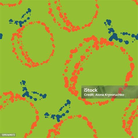 벡터 기하학적 이음새가 없는 패턴 육즙이 많은 살구 복숭아 다른 크기의 점 점선으로 구성됩니다 추상적 인 과일 같은 여름 배경을