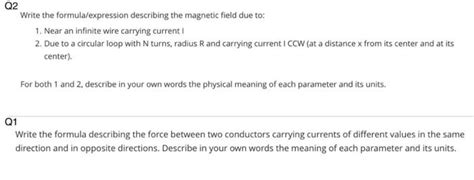Solved Q2 Write The Formulaexpression Describing The