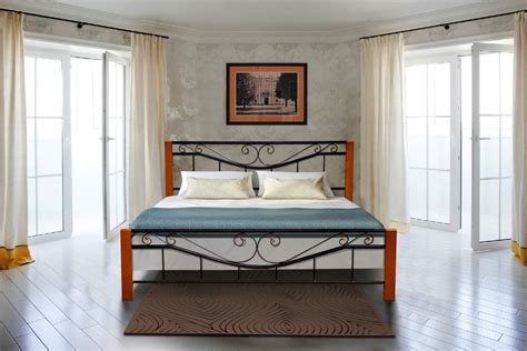 ᐉ Ліжко односпальне з основою Mix Mebli Міленіум 90х200 метал дерево колір чорний горіх • Краща