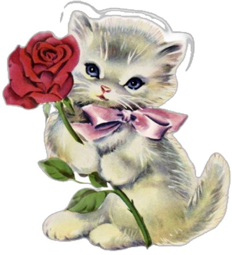 Coquette Vintage Cat With Rose Sticker Kittens Vintage Cat Art