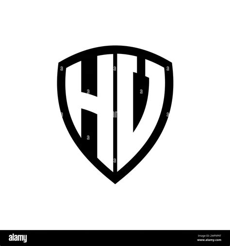 Hv Monogram Logo With Bold Letters Shield Shape With Black And White