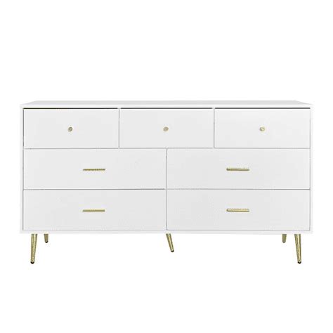 Seven Drawers Large Chest Of Drawer Cabinet With Golden Handle And