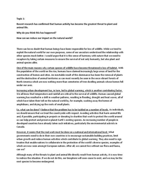 Problem Solution Sample 2020 Pdf Human Impact On The Environment Wildlife