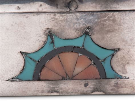 Navajo Silver Box With Zuni Inlaid Eagle Dancers Four Winds Gallery