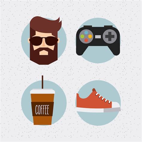 Premium Vector Hipster Style Set Icons
