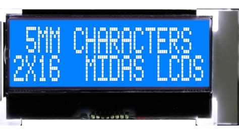 Mccog21605d6w Bnmlwi Midas Mccog21 Monochrom Lcd Lcd Zweizeilig 16 Zeichen Hintergrund Blau