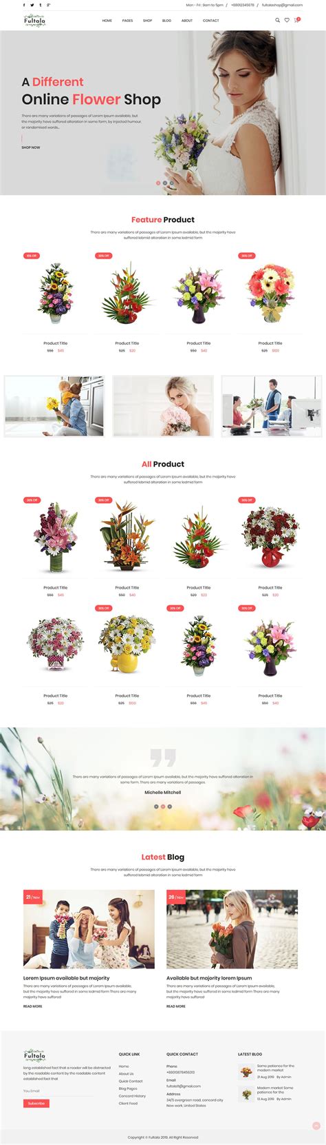 Flower Shop Ecommerce Html Online Store Template Fresh Flower Bouquets