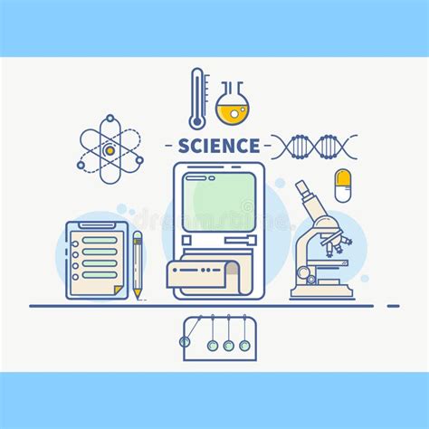Science Colorful Concept Header Flat Design Thin Line Style Illustration Stock Vector