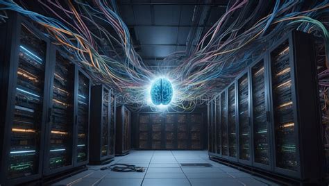 Digital Nexus The Confluence Of Ai And Server Prowess Ai Generate Stock Illustration