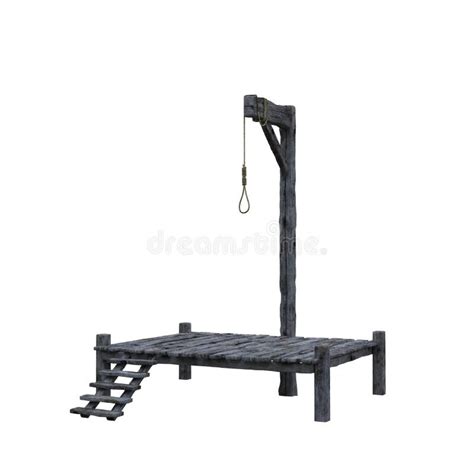 3d Illustration Of A Wooden Gallows With Single Noose Isolated On White