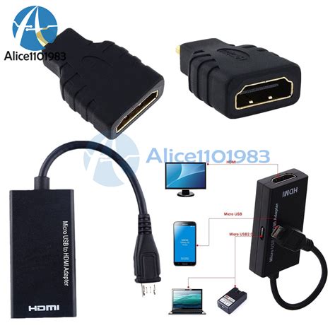 Micro Usb To P Hdmi Hdtv Cable Hdmi Female To Male Adapter For Android Ebay